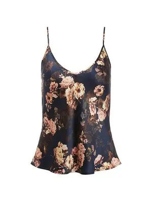 L'Agence Women's Lexi Floral Silk Camisole - Midnight Moschatarosa  - Midnight Moschatarosa