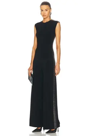 Norma Kamali Gunmetal Stud Sleeveless Jumpsuit - Black
