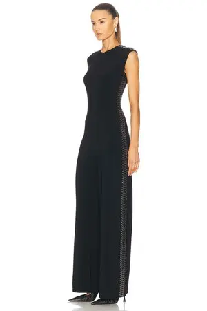 Norma Kamali Gunmetal Stud Sleeveless Jumpsuit
