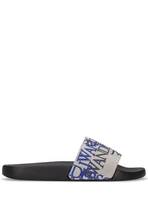 JW Anderson 10mm Jacquard Pool Slides Beige,blue