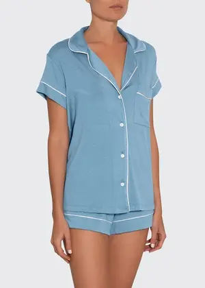 Eberjey Gisele Shortie Pajama Set Blue Shadowblush