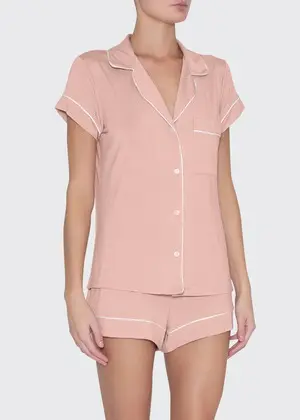 Eberjey Gisele Shortie Pajama Set Misty Roseivory