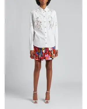 Dolce & Gabbana Lace Insert Poplin Shirt W/ Crystal Buttons - White