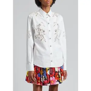 Dolce & Gabbana Lace Insert Poplin Shirt W/ Crystal Buttons