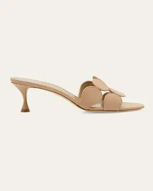 Manolo Blahnik Haribalmu Leather Slide Sandals - Nude