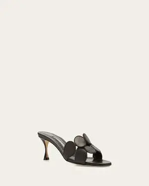 Manolo Blahnik Haribalmu Leather Slide Sandals - White