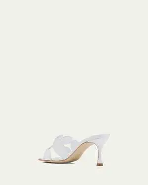 Manolo Blahnik Haribalmu Leather Slide Sandals - White