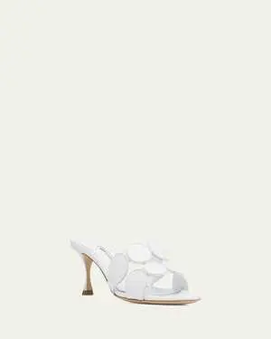Manolo Blahnik Haribalmu Leather Slide Sandals - White