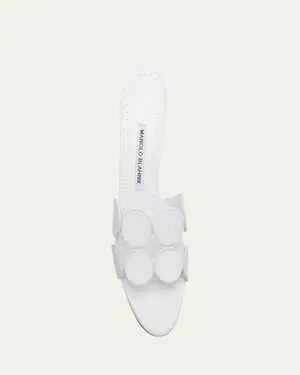 Manolo Blahnik Haribalmu Leather Slide Sandals - White