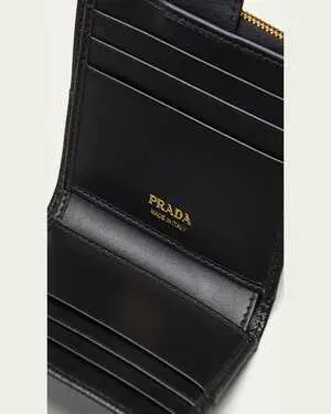 Prada Small Leather Wallet With Triangle Snap