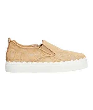 Chloé Lauren Lace Slip-On Sneakers - Biscotti Beige