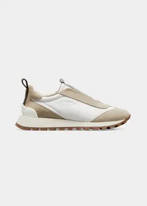 Brunello Cucinelli Mixed Leather Runner Sneakers C8193 Grey