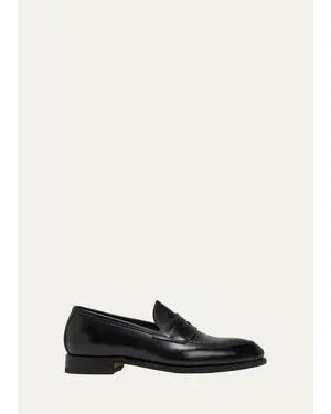 Bontoni Principe Leather Penny Loafers - Black