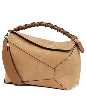 Loewe Puzzle Croc-effect Leather Shoulder Bag