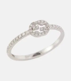 Gucci Gg 18kt White Gold Ring With Diamonds