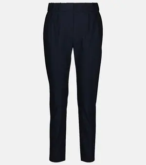 Brunello Cucinelli Cotton-blend Tapered Trousers - Blue