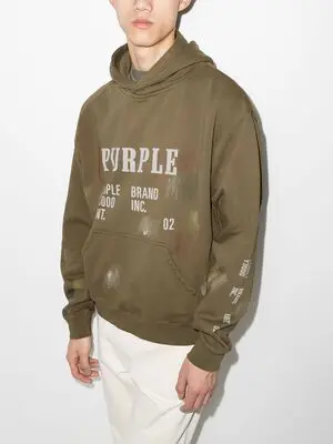 PURPLE BRAND Logo-print Long-sleeve Hoodie - Green