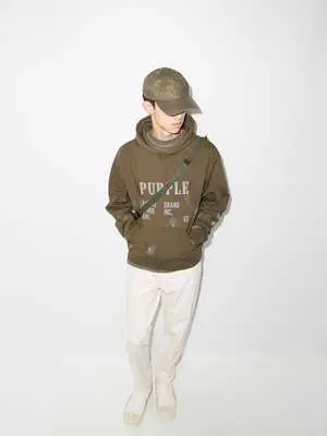 PURPLE BRAND Logo-print Long-sleeve Hoodie - Green