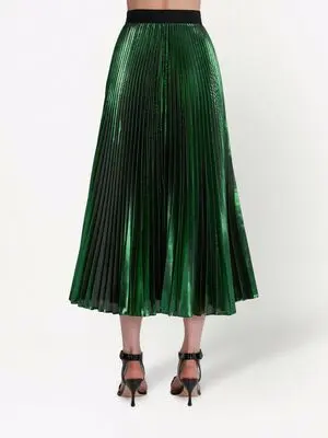 CHRISTOPHER KANE Pleated Lamé-effect Skirt