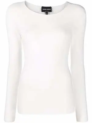Giorgio Armani Ribbed-knit Fitted Jumper - White