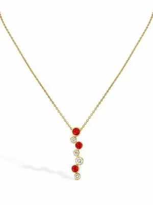 PRAGNELL 18kt Rose Gold Ruby And Diamond Drop Pendant Necklace