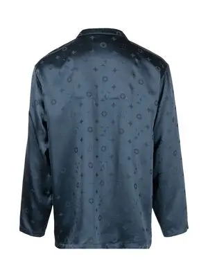 FLEUR DU MAL Jacquard Silk Pyjama Top - Blue
