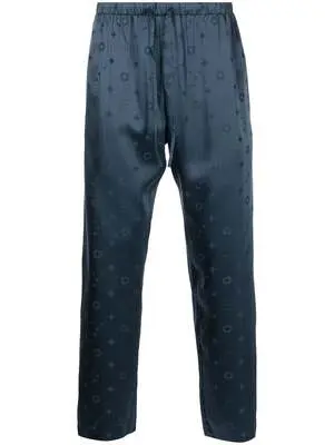 Fleur Du Mal Jacquard Silk Pyjama Bottoms - Blue