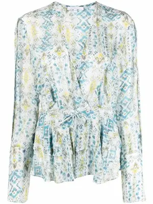 Patrizia Pepe Abstract-print Ruffled Blouse
