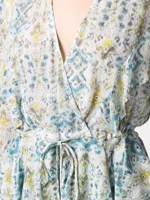 Patrizia Pepe Abstract-print Ruffled Blouse