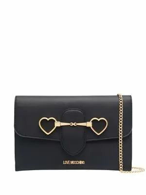 Moschino Heart-motif Chain Shoulder Bag - Black