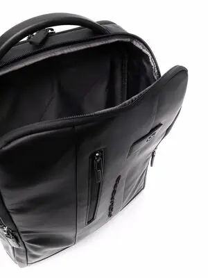 PIQUADRO Leather Backpack - Black