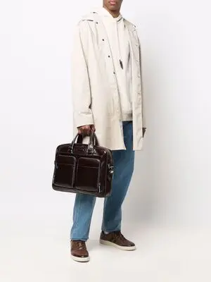PIQUADRO Contrast-stitching Leather Briefcase