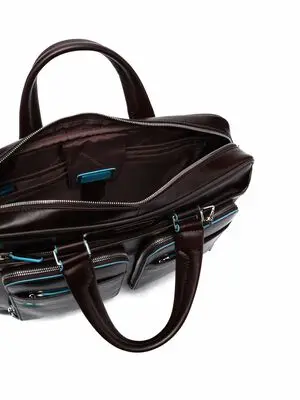 PIQUADRO Contrast-stitching Leather Briefcase