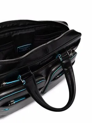 PIQUADRO Contrast-stitching Leather Work Bag