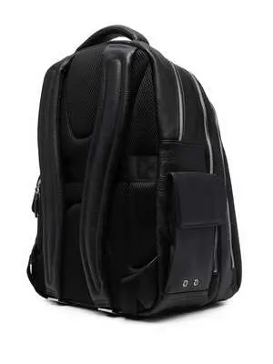 PIQUADRO Leather Zipped Backpack - Black