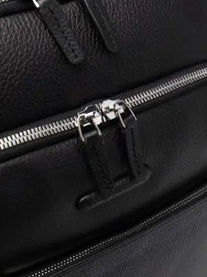 PIQUADRO Leather Zipped Backpack - Black