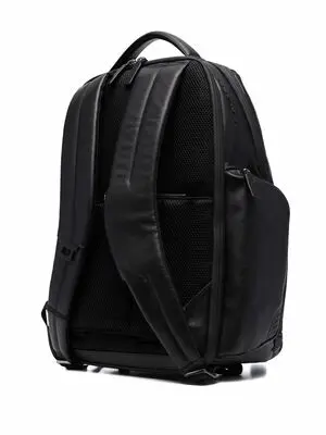 PIQUADRO Logo-embossed Leather Backpack - Black