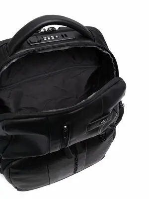 PIQUADRO Logo-embossed Leather Backpack - Black