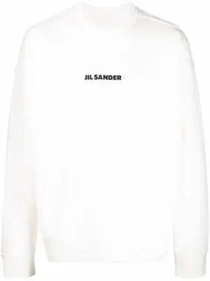 JIL SANDER Logo-print Crew Neck Sweatshirt - White