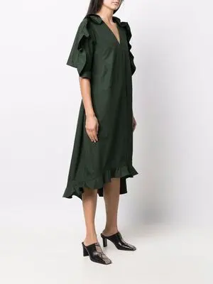 JIL SANDER Ruffled Oversized Midi Dress