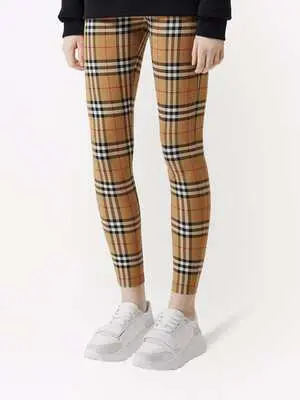 Burberry Check Stretch Jersey Leggings - Brown