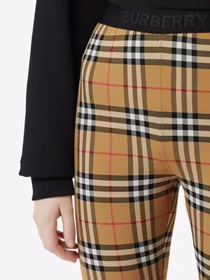 Burberry Check Stretch Jersey Leggings - Brown