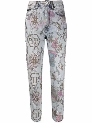Philipp Plein Tattoo-monogram Boyfriend Jeans