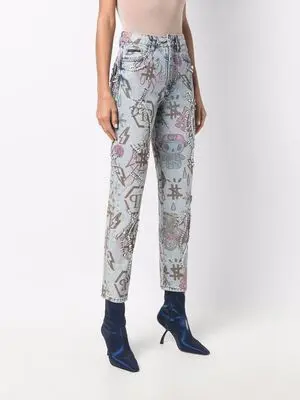 Philipp Plein Tattoo-monogram Boyfriend Jeans