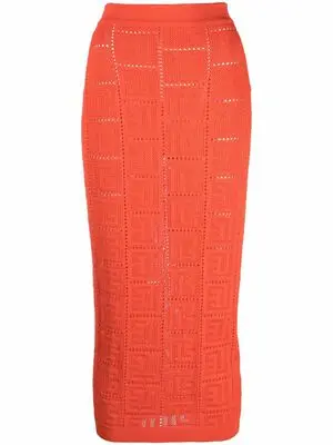 Balmain Perforated Monogram Skirt