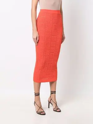 Balmain Perforated Monogram Skirt