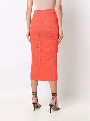 Balmain Perforated Monogram Skirt