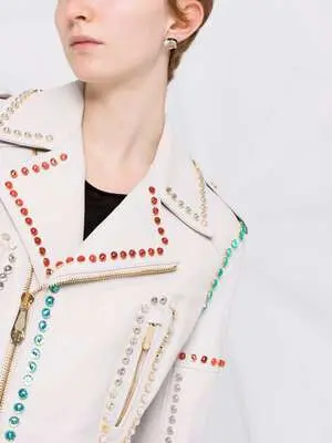 Philipp Plein Crystal-trim Studded Biker Jacket
