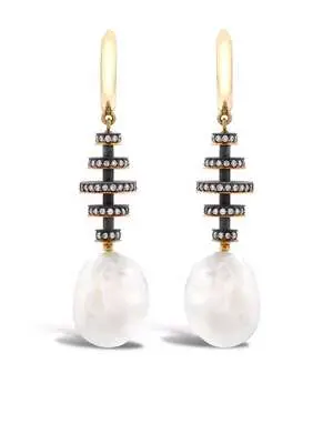 PRAGNELL 18kt Rose Gold Pearl And Diamond Drop Earrings - Pink
