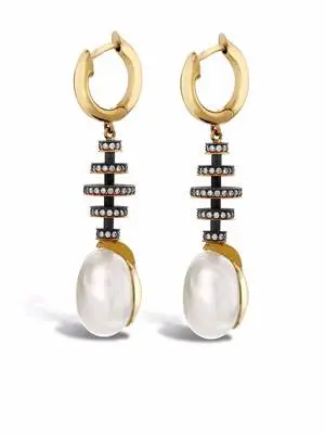 PRAGNELL 18kt Rose Gold Pearl And Diamond Drop Earrings